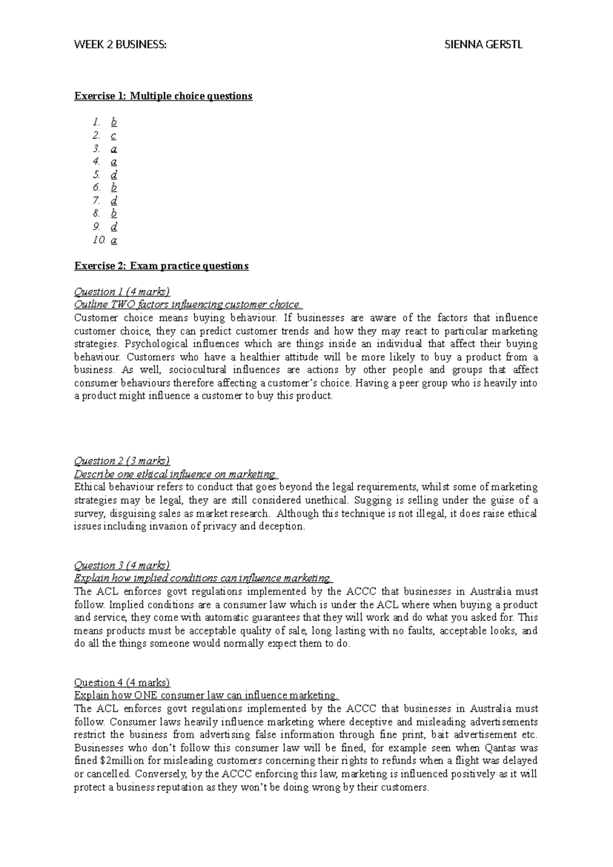 W3 Business Marketing Assignment: Customer Choice & Ethics Analysis ...