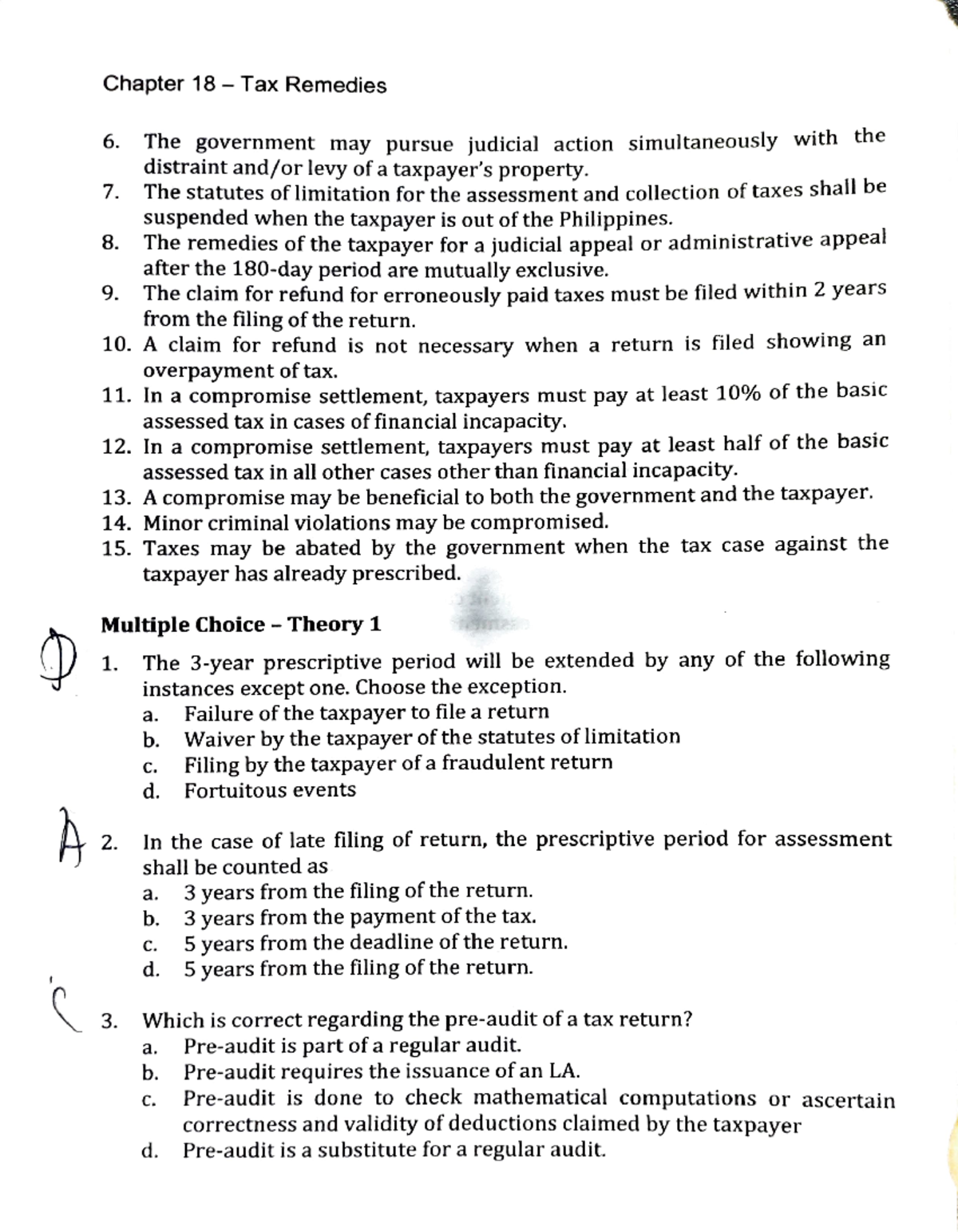 Chapter 18 Tax - business tax reviewer - ' Chapter 18 - Tax Remedies 6 ...