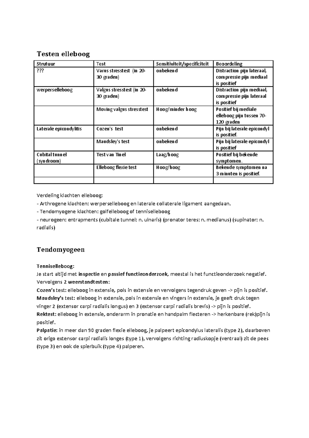 Testen van elleboog, enkel, heup, knie, pols en schouder (Fysiotherapie ...