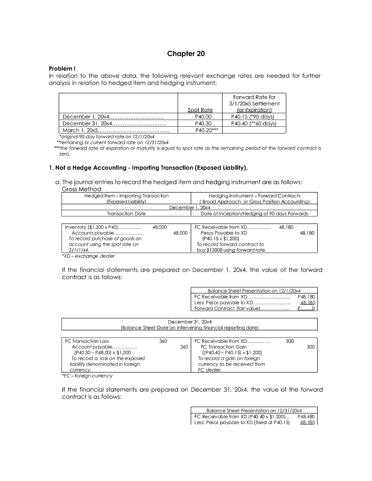 [ Answer KEY] Ch. 20 AFA - Dayag - Chapter 20Chapter 20 Problem IProblem I In relation to the ...