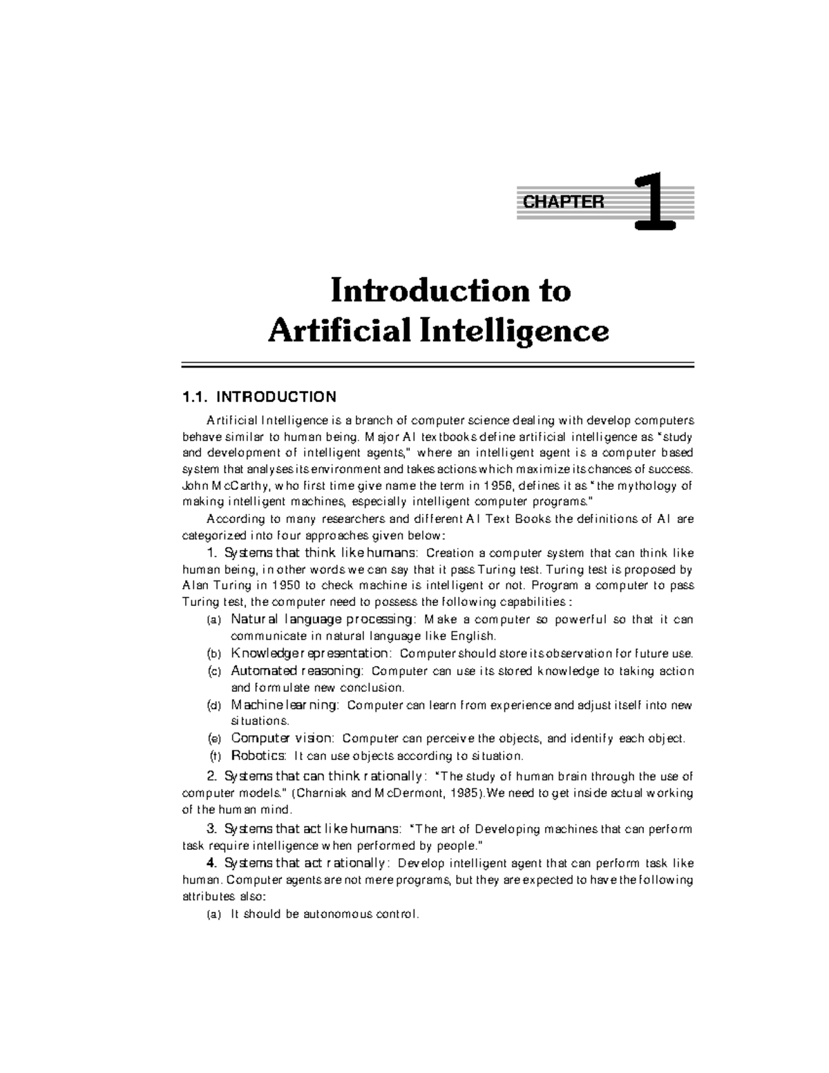 CHAPTER 1: Introduction to Artificial Intelligence (AI) - Key Concepts and - Studocu