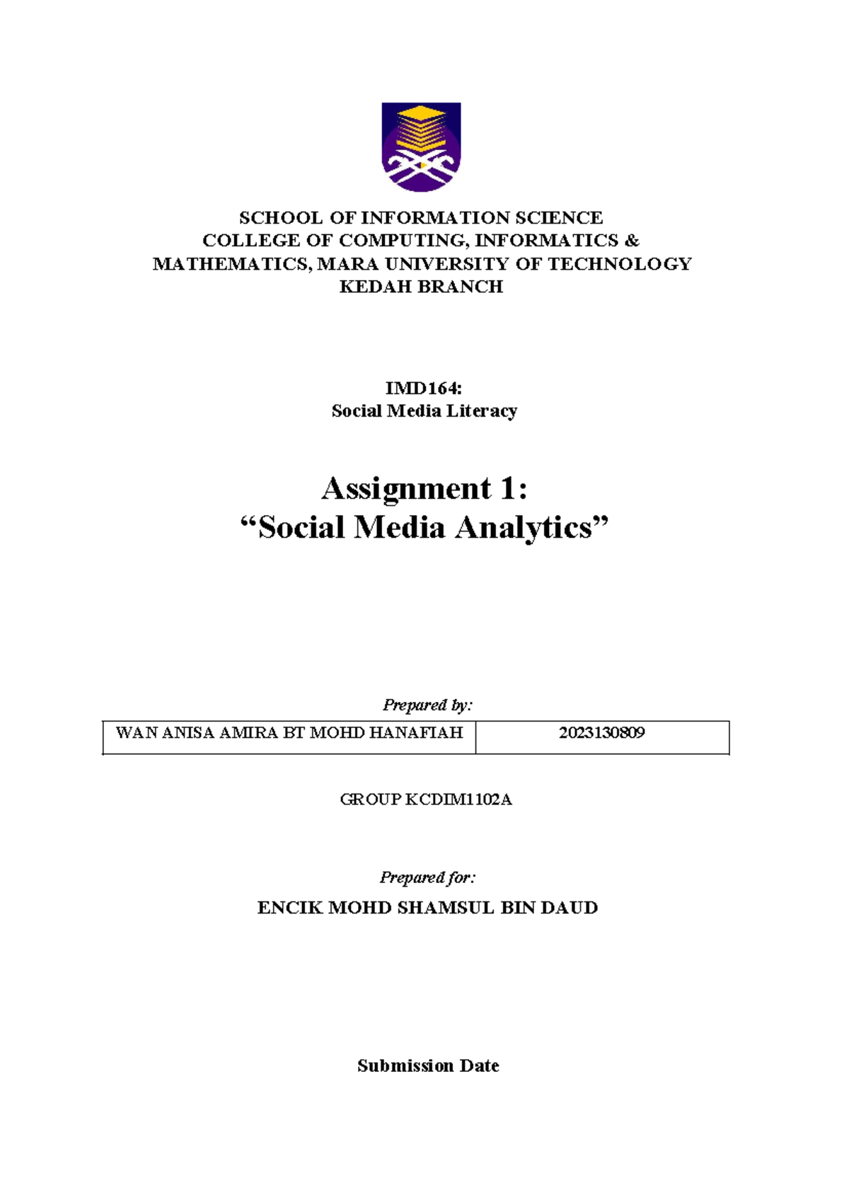 IMD164 Individual Assignment: Insights on Social Media Analytics - Studocu