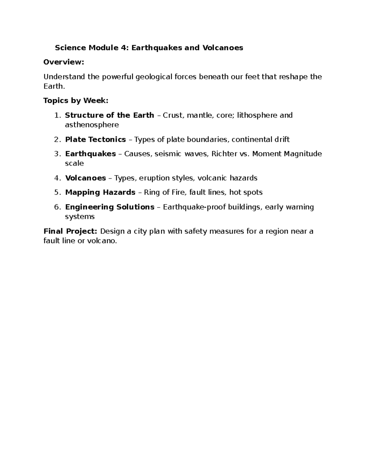 🌋 Science Module 4 - Lecture notes - 🌋 Science Module 4: Earthquakes ...