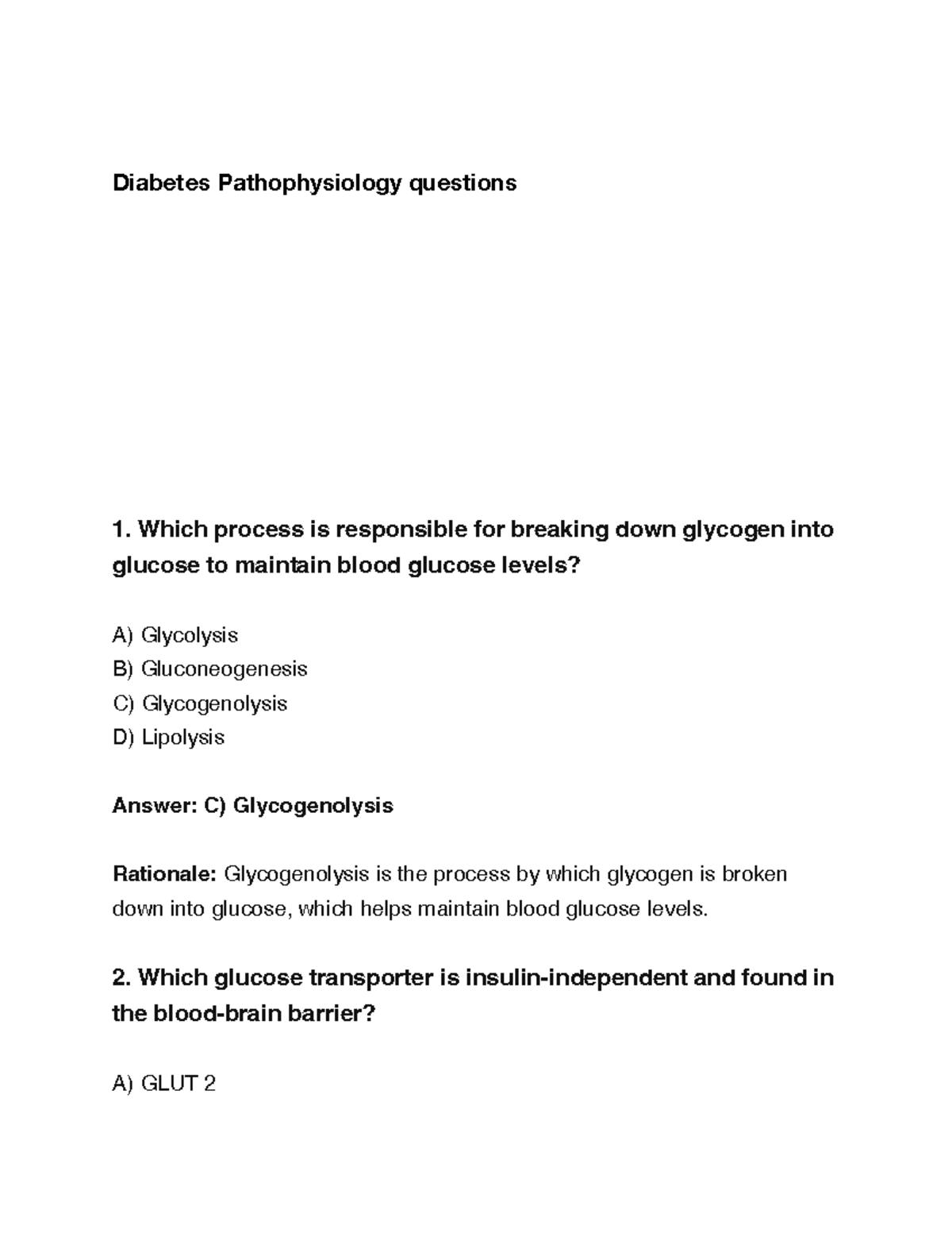 Patho 101: Diabetes Mellitus Pathophysiology Questions and Answers ...