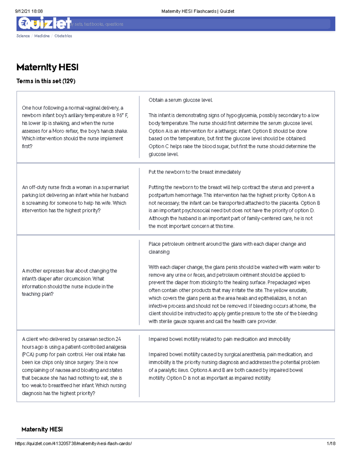 Maternity HESI Flashcards Quizlet Set 3: Key Topics & Nursing ...