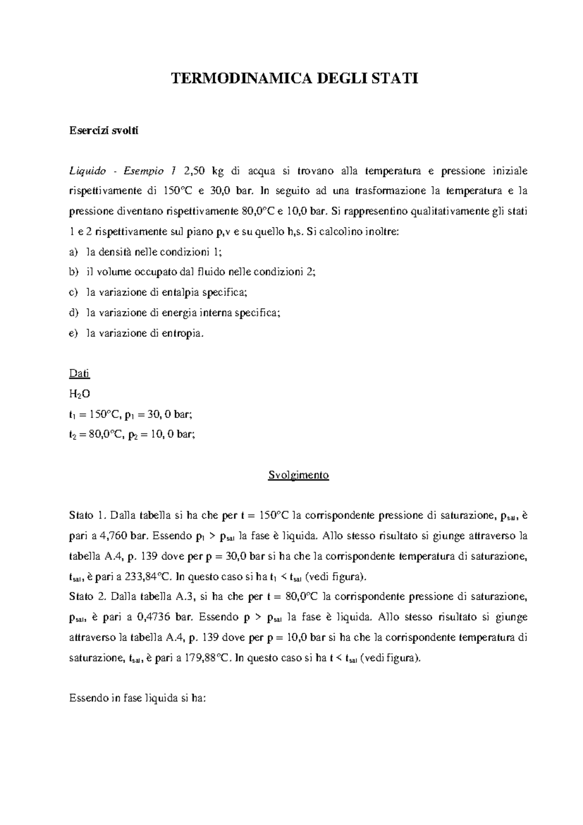 Esercizi svolti (e non) sulla Termodinamica degli stati - TERMODINAMICA ...