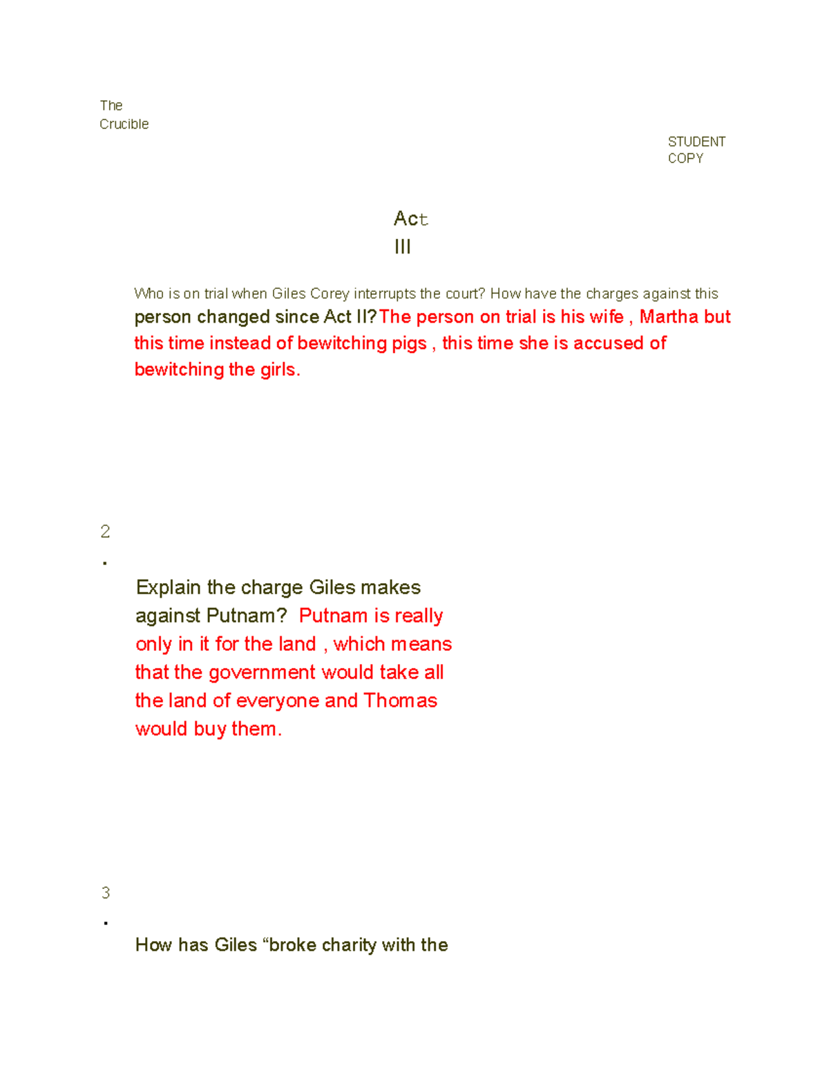 The Crucible Act 3 Study Notes: Key Events and Character Analysis - Studocu