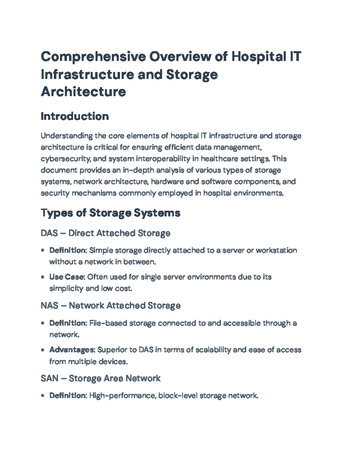 Comprehensive Overview of Hospital IT Infrastructure and Storage ...