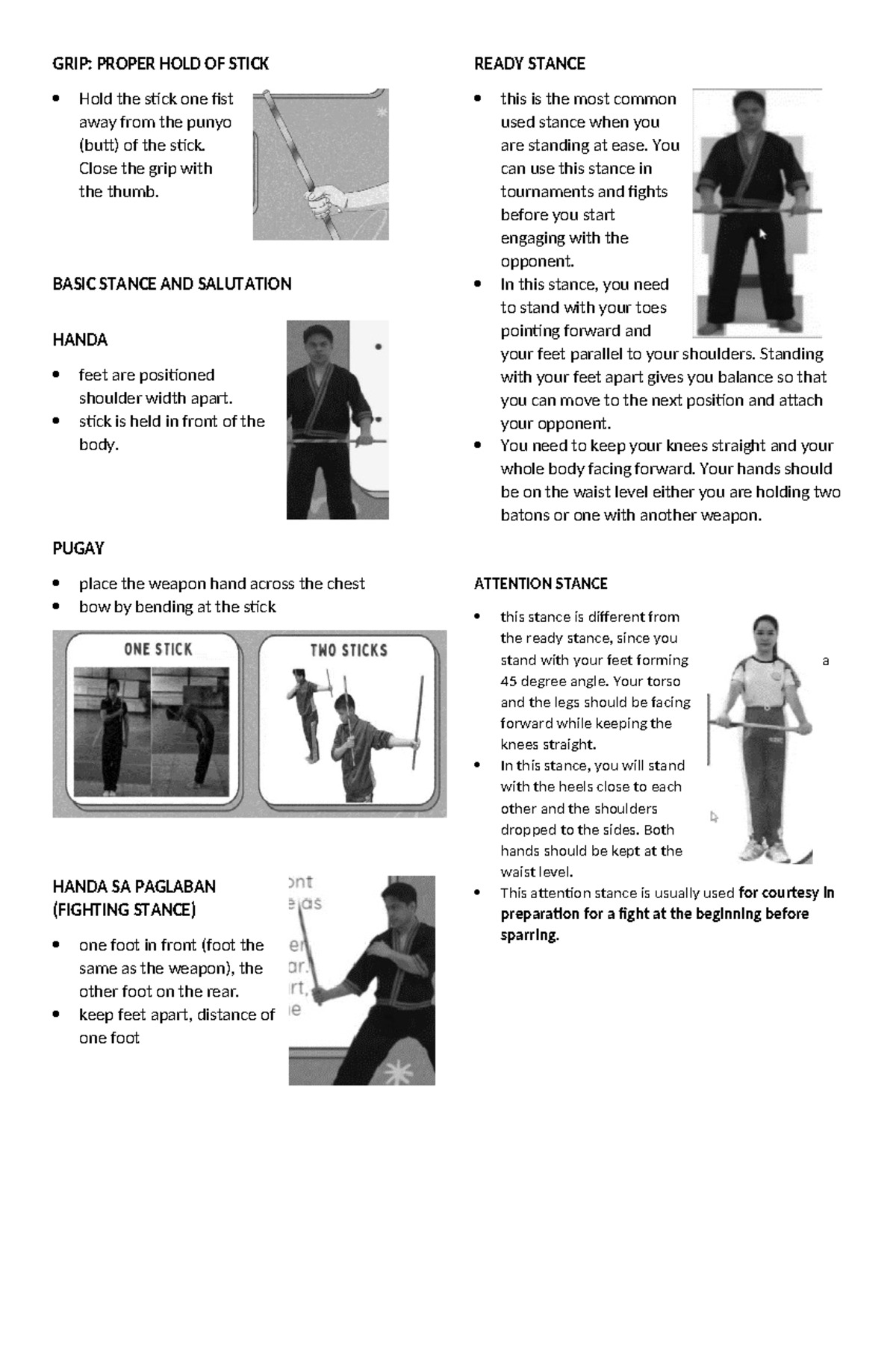 Arnis Techniques and Proper Grip Notes (Course Code: PF3) - Studocu