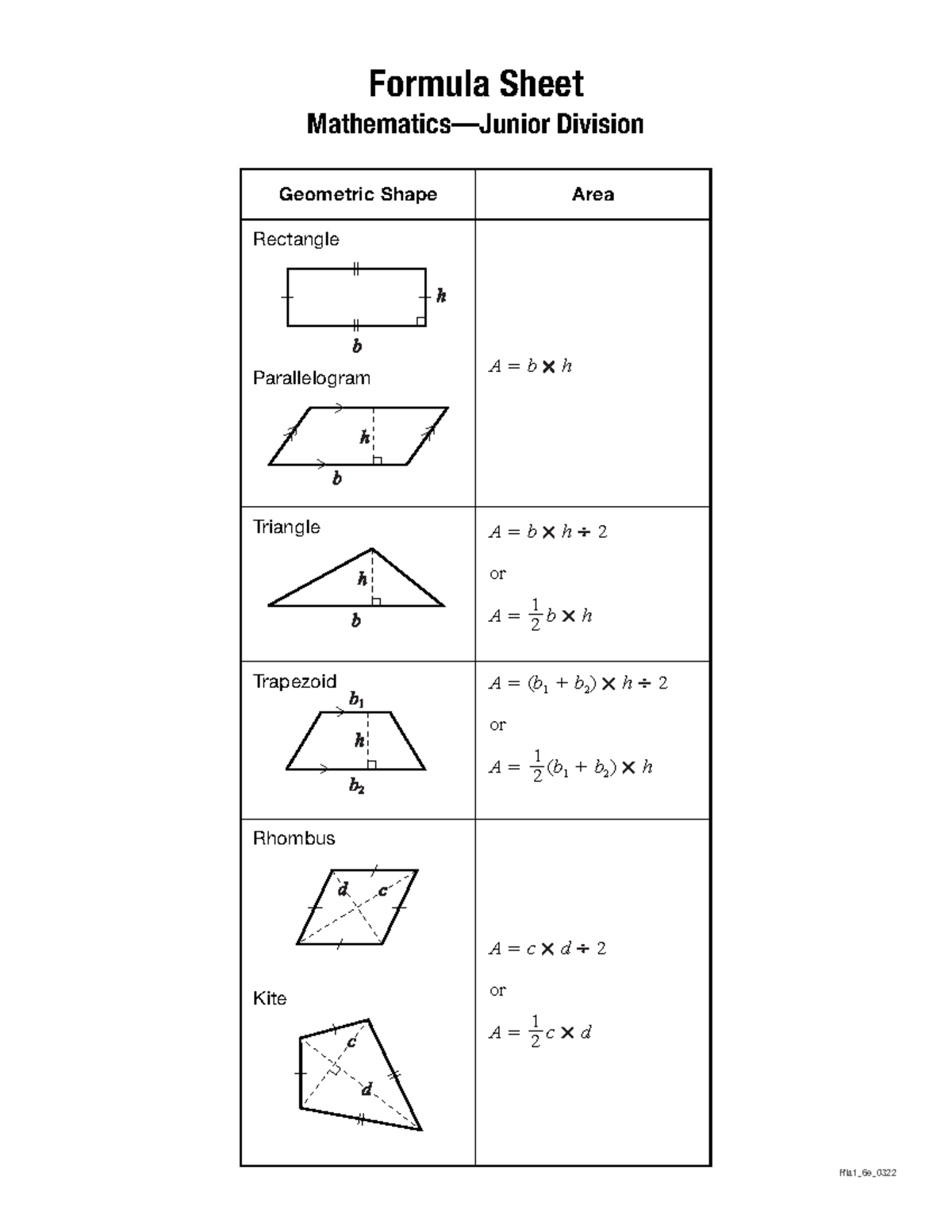 Formula sheet geometry - 201-257-DW - Formula Sheet Mathematics—Junior ...