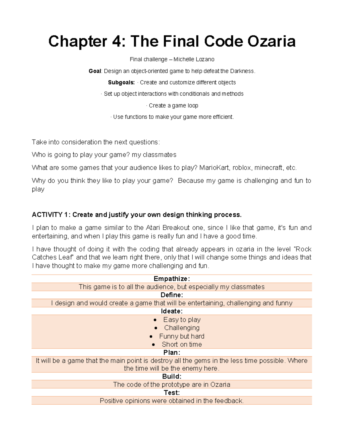 656911153 Chapter 4: Designing the Game in Ozaria - Studocu