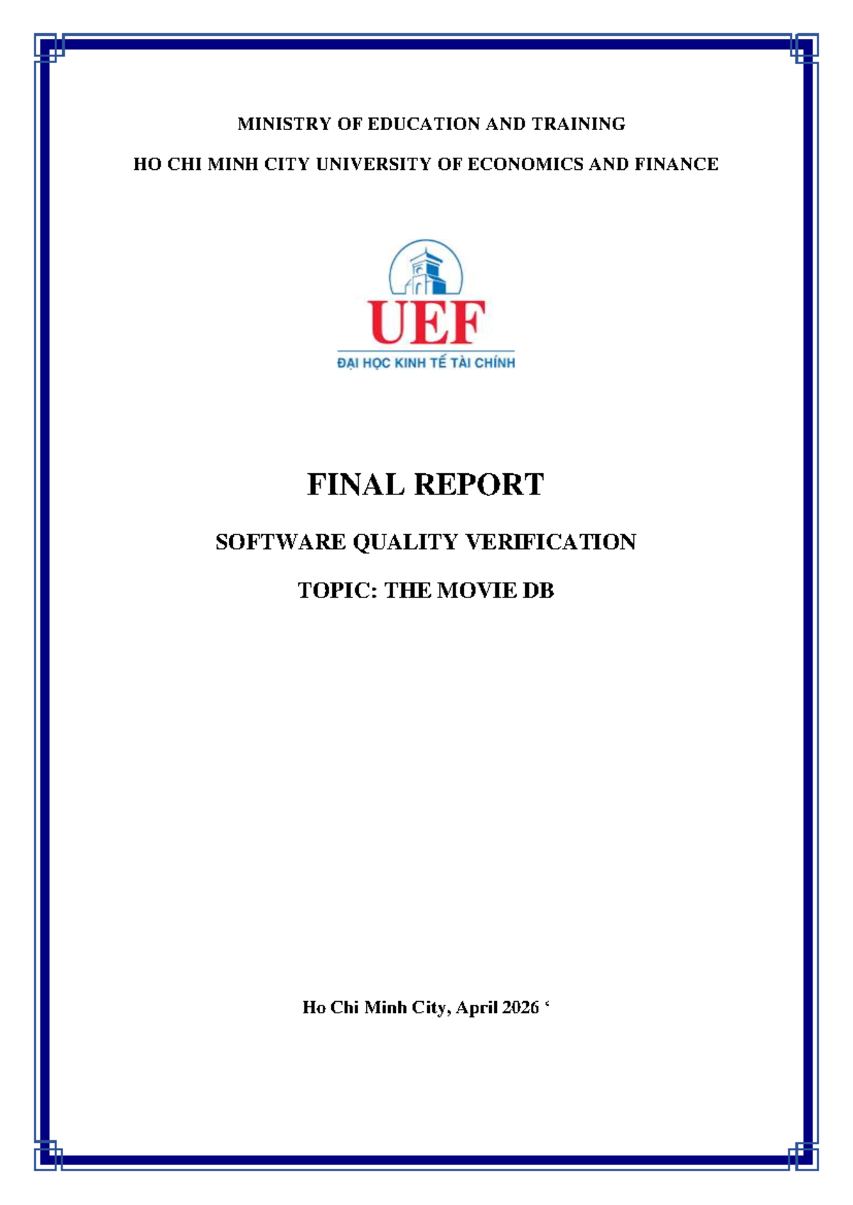 SWE03 Final Report: Software Quality Verification of The Movie DB - Studocu