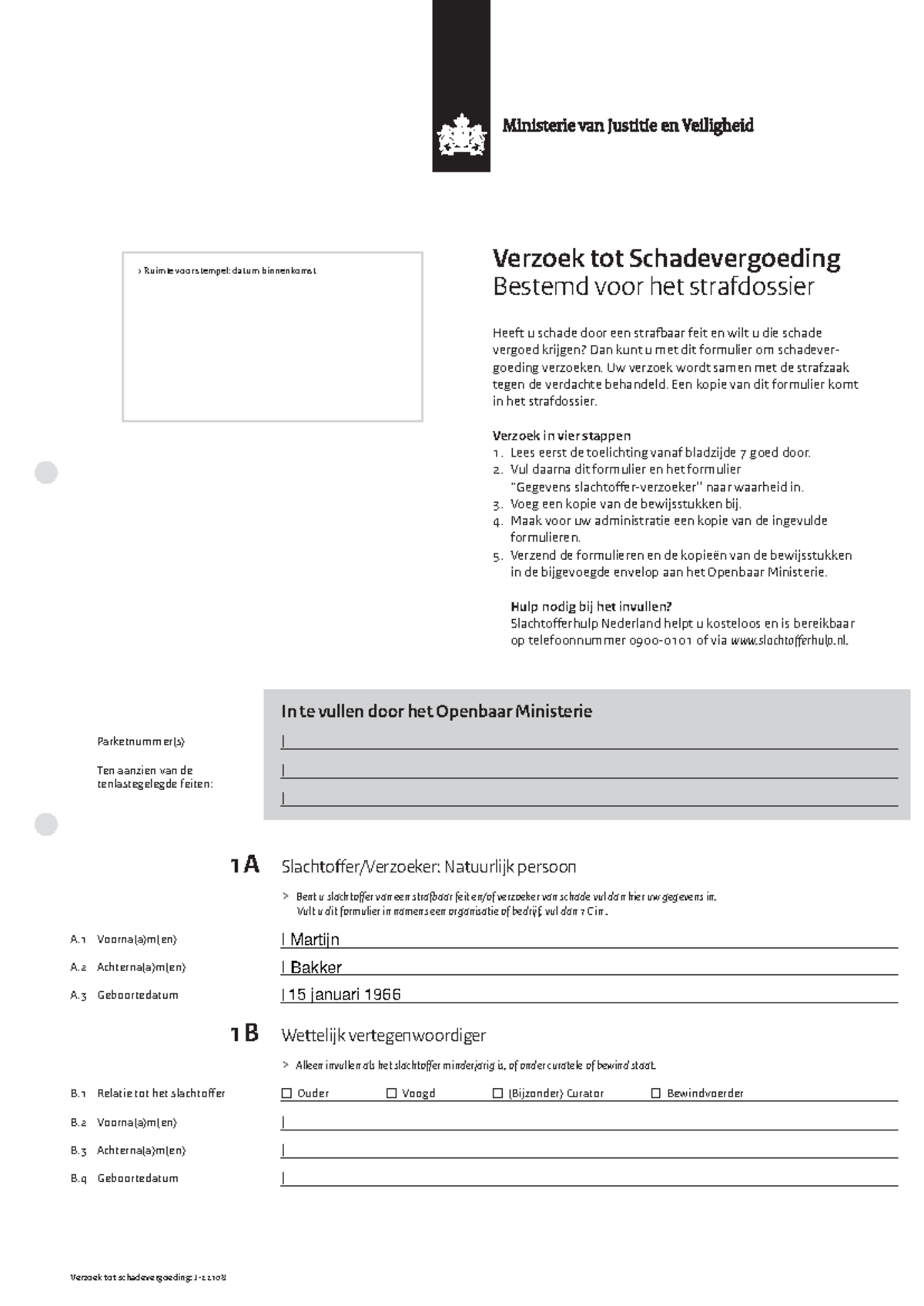 OM Schadevergoeding Verzoekformulier en Instructies voor Slachtoffers ...