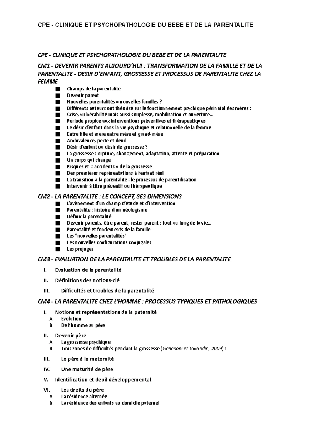Fiche de révision de tous les CM en Psychologie clinique 1 - CM1 ...