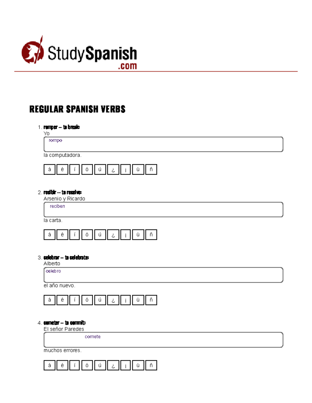 Regular Spanish Verbs: Conjugation Guide for Beginners - Studocu