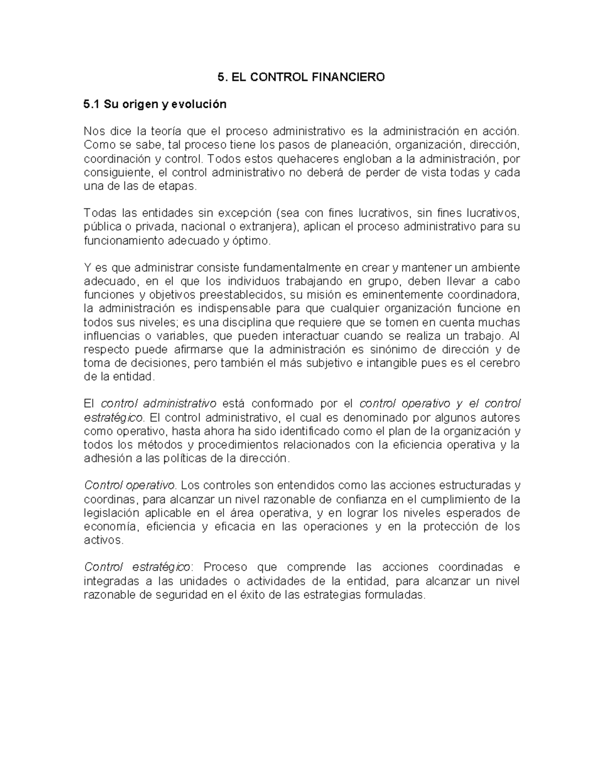 Control Financiero - 5. EL CONTROL FINANCIERO 5 Su origen y evolución ...
