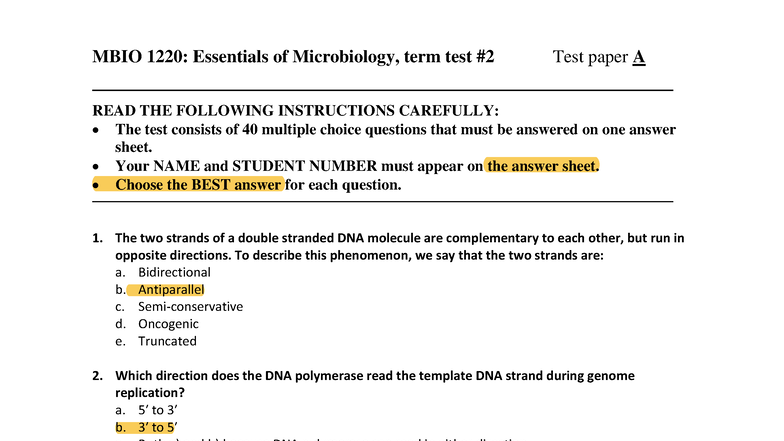 MBIO 1220: Essentials of Microbiology, Practice Midterm 2 (F25) - Studocu