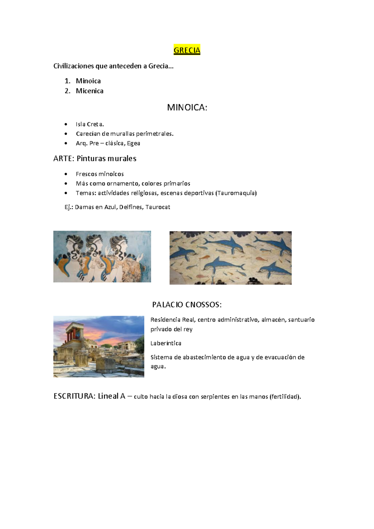 Resumen de Arquitectura: Civilizaciones Minoica y Micénica, Grecia y ...