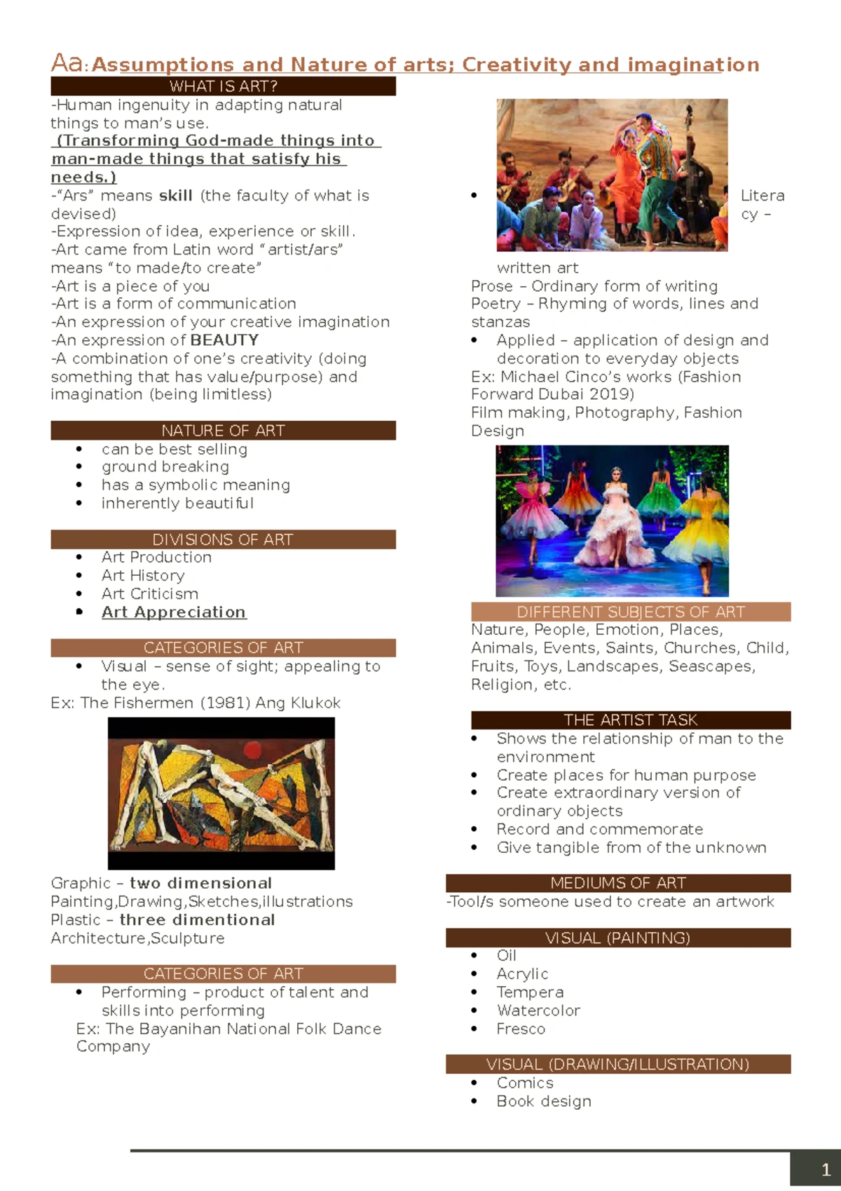 Art Appreciation Hum 1 - Three Stages in Art Making - ART APPRECIATION ...