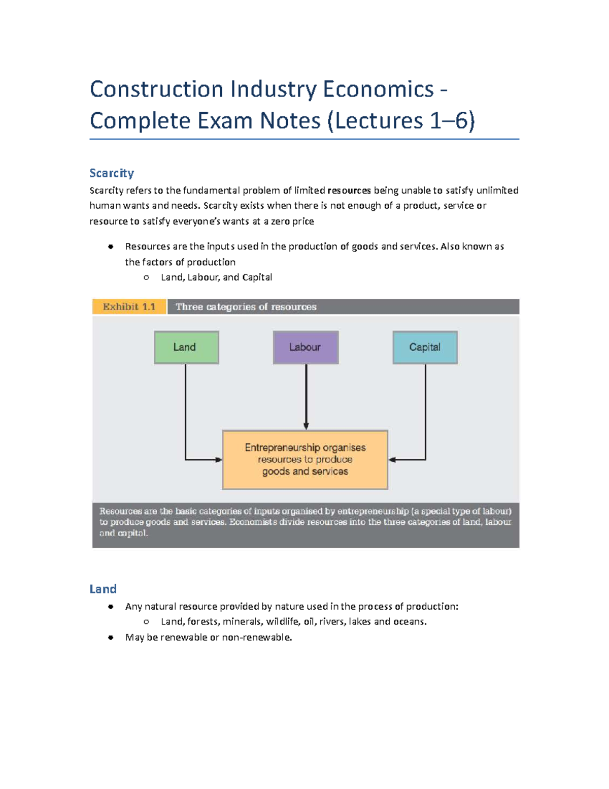 Construction Economics Complete Exam Notes (Lectures 1-6) - Studocu
