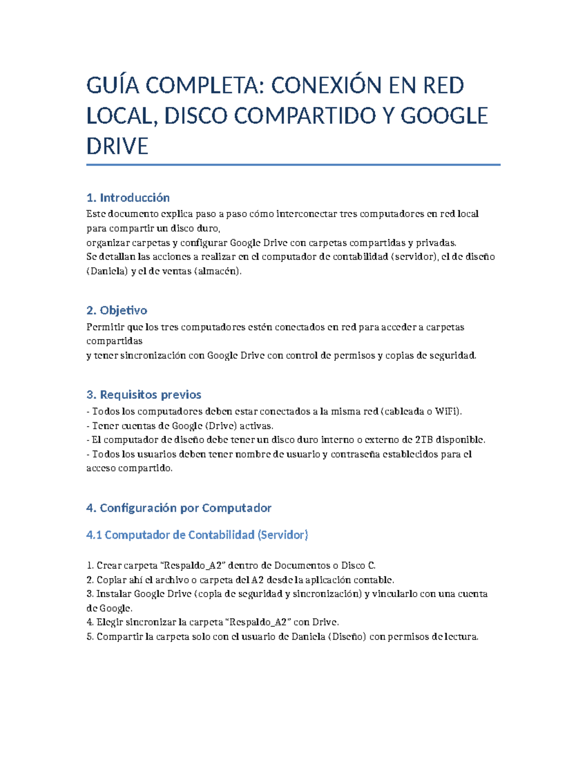 GUÍA COMPLETA: CONEXIÓN EN RED LOCAL Y GOOGLE DRIVE - Studocu