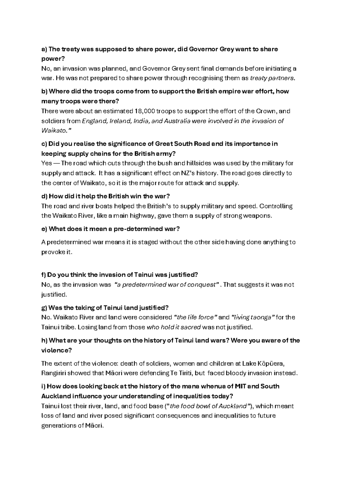 Mana Whenua and the Impact of Tainui Land Wars on Māori Health - Studocu