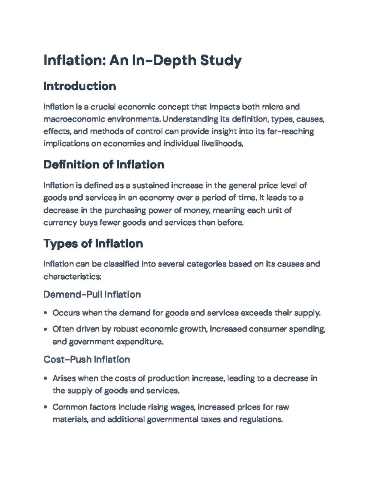 Inflation: Causes, Effects, and Control Strategies - In-Depth Study ...