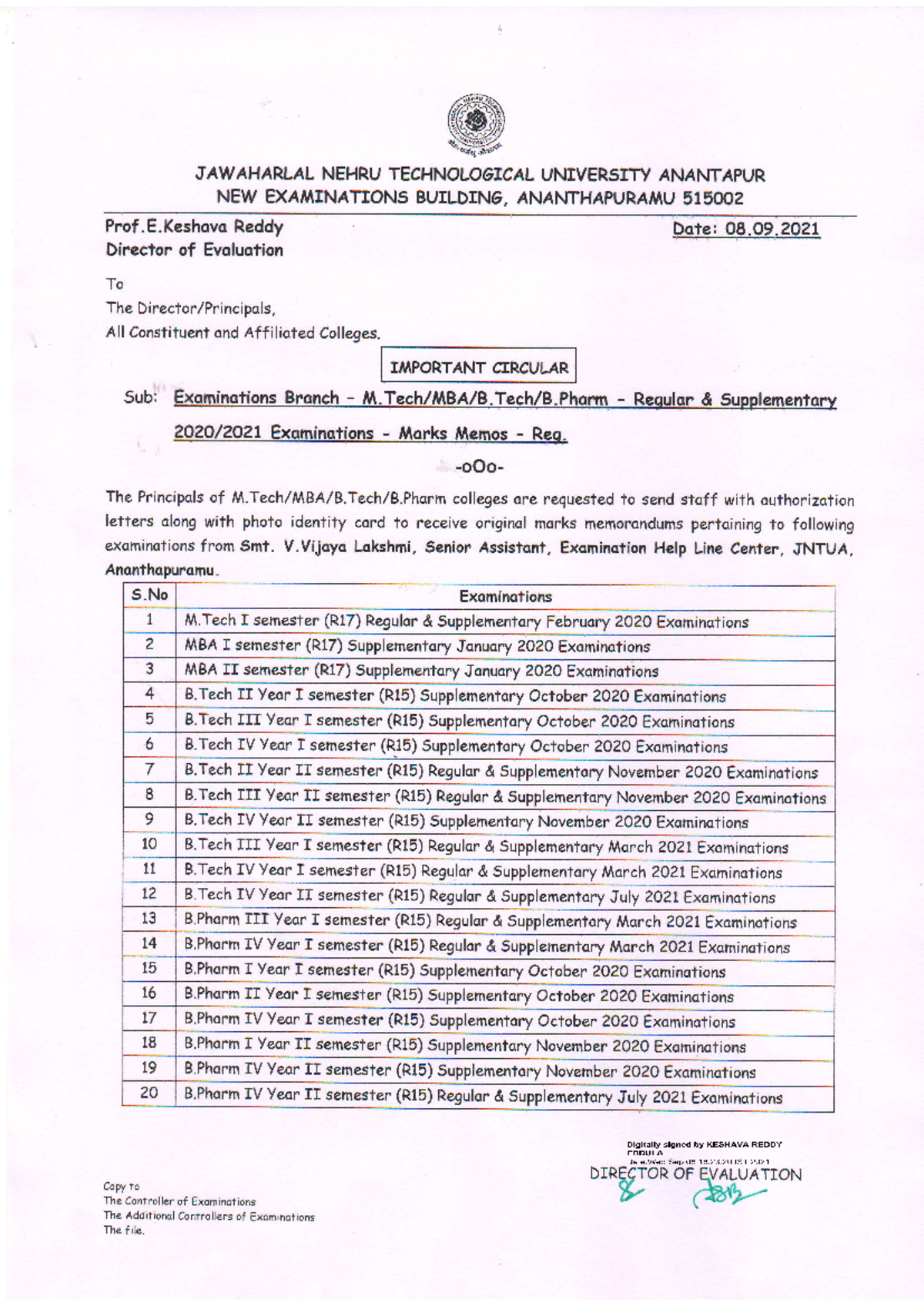 Important-Circular-for-Marks-Memos Sign - JAWAHARLAL NEHRU TECHNOLOGTC ...
