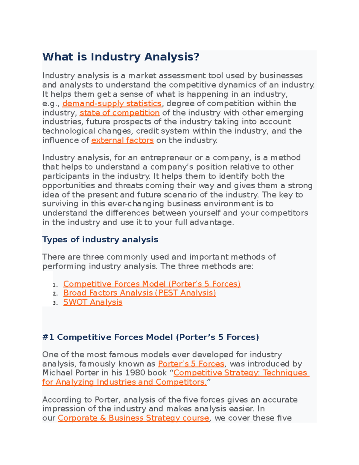 Industry Analysis: Understanding Competitive Dynamics and Models - Studocu