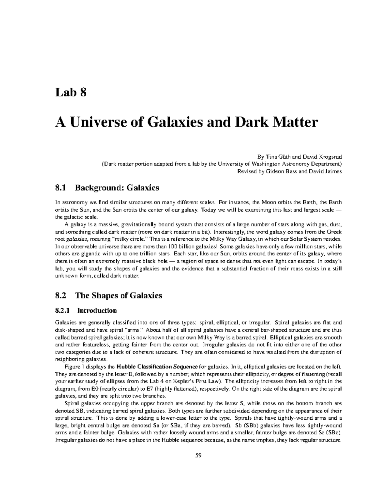 Lab 10: Galaxies and Dark Matter - Lab 8 A Universe of Galaxies and ...