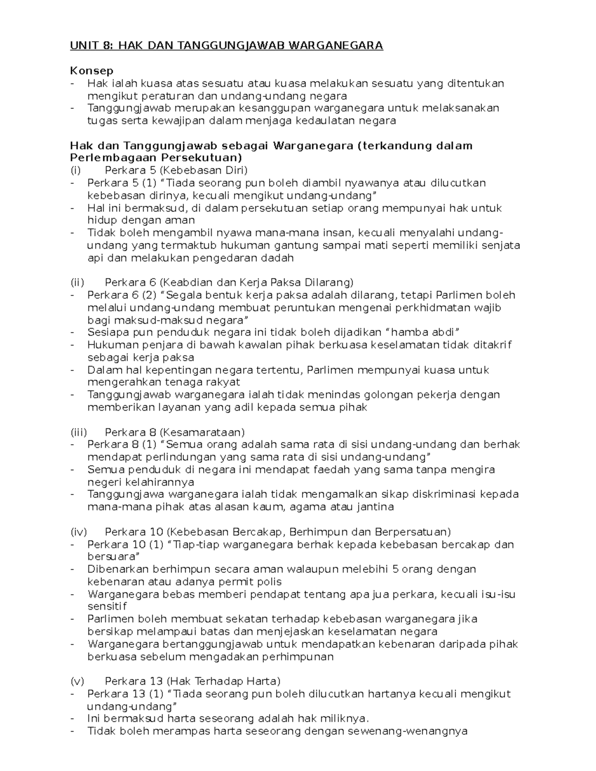 UNIT 8: HAK DAN TANGGUNGJAWAB WARGANEGARA (T) - Analisis dan ...