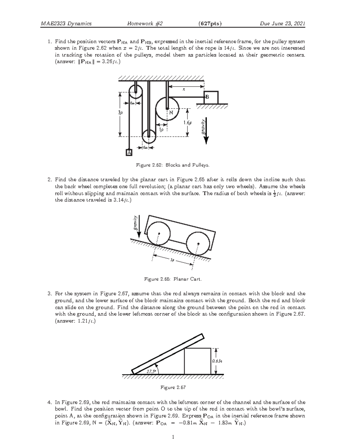 Homework 2 and 3 (Position and Orientation) - MAE2323 Dynamics Homework ...