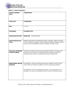 ECE-568 Birth through Preschool Early Childhood Practicum Template ...
