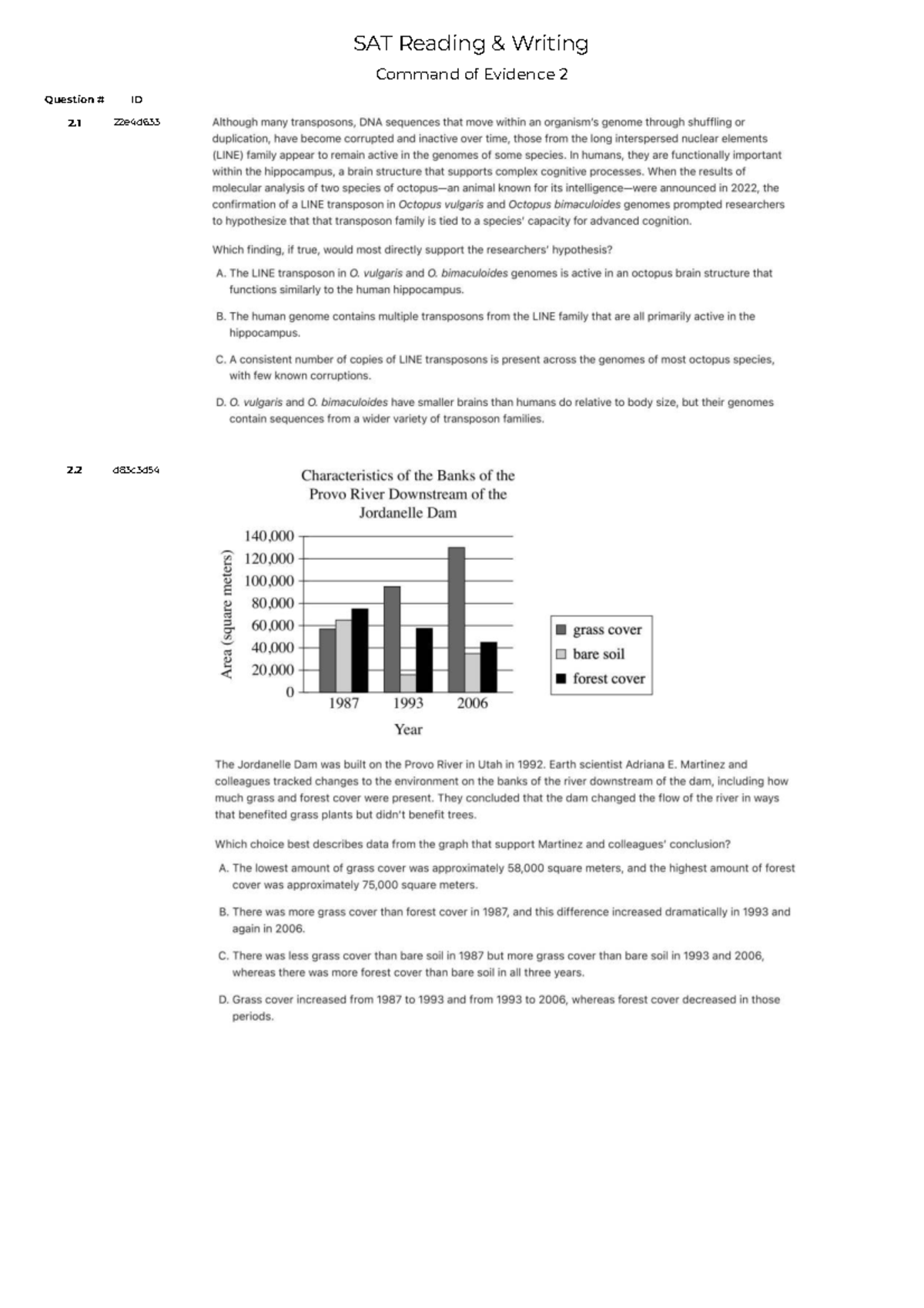 Command of Evidence 2 rw SAT Reading Writing Questions Overview - Studocu
