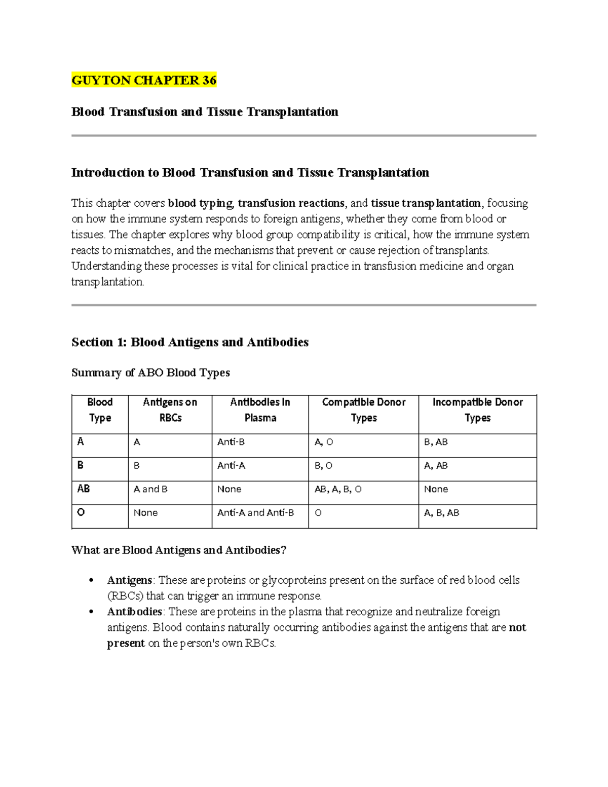 Guyton%20 Chapter%2036-37 - GUYTON CHAPTER 36 Blood Transfusion and ...