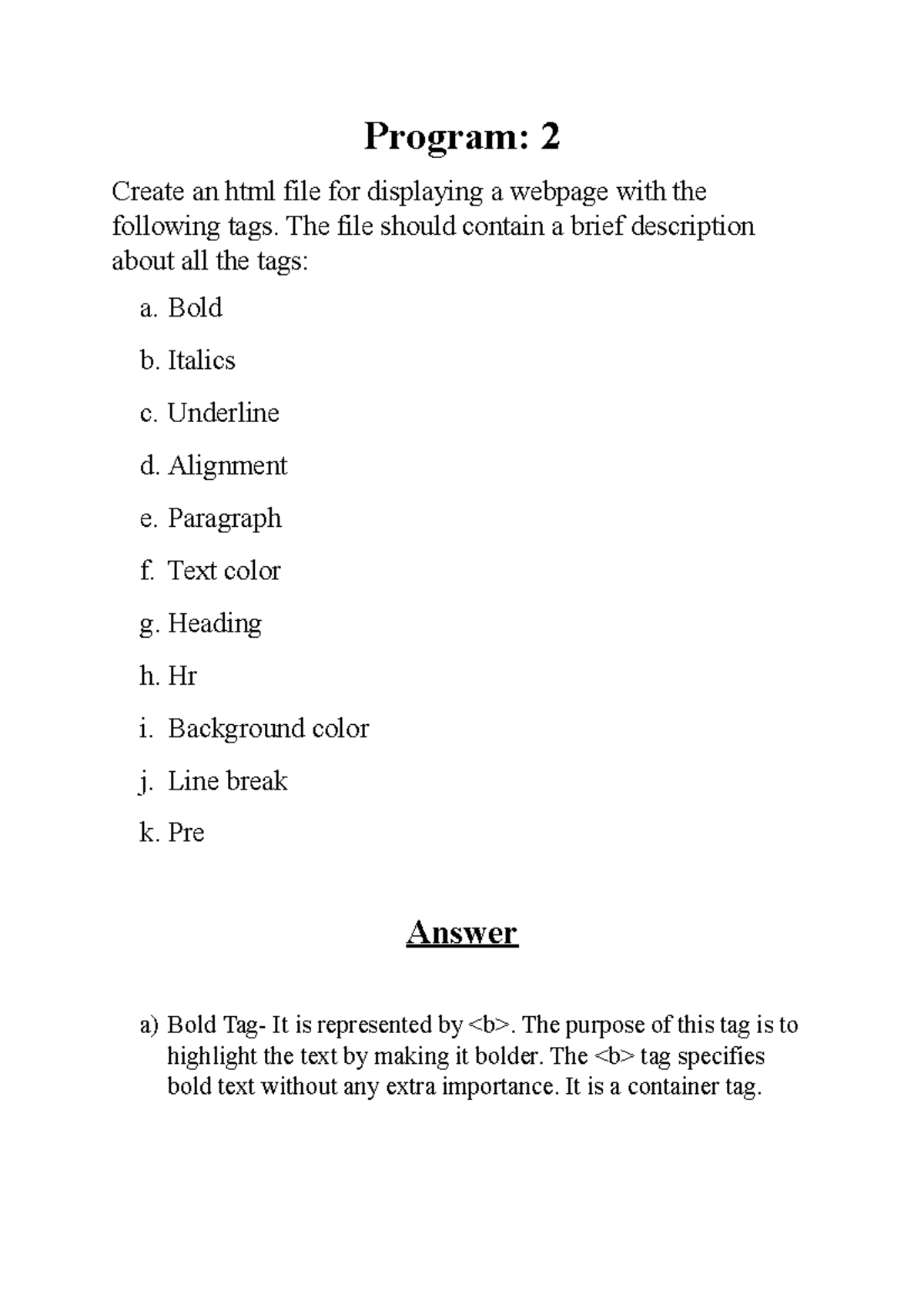 Program 2 - practical file - Program: 2 Create an html file for ...