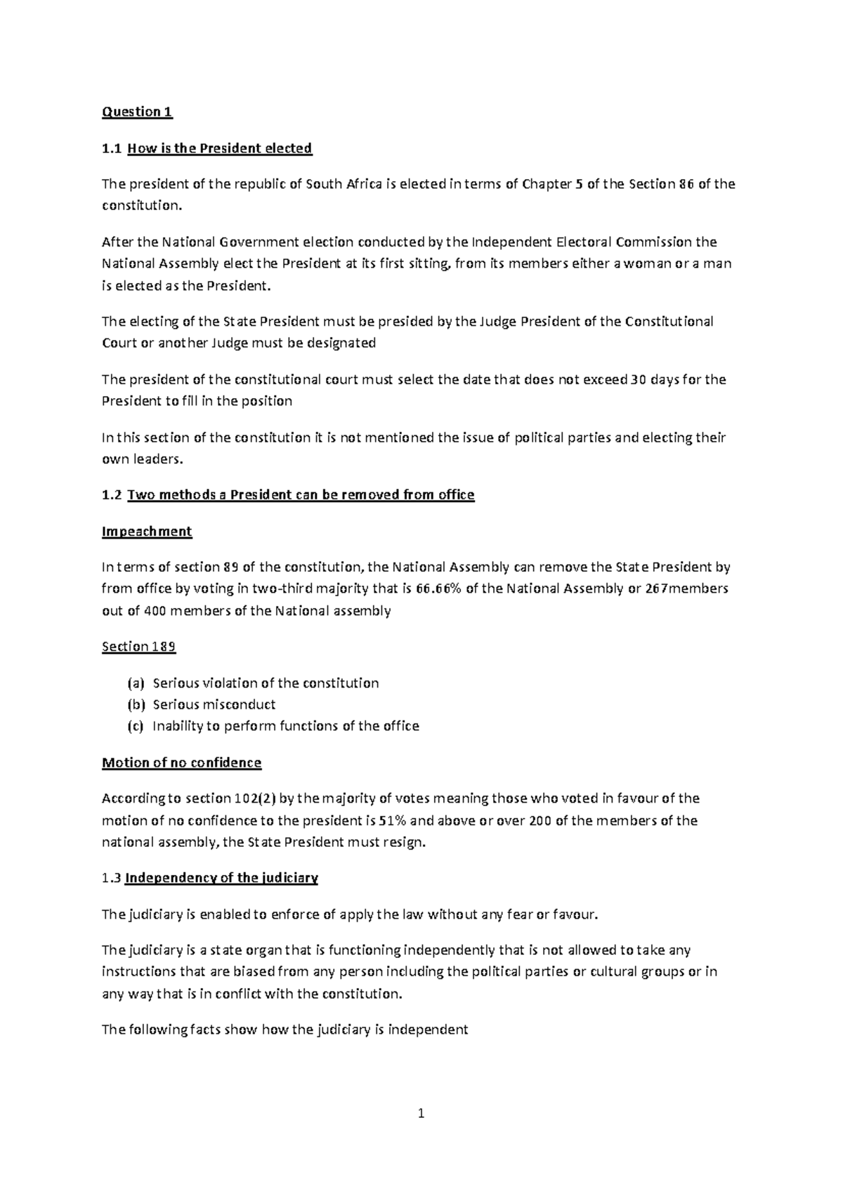 CSL2601 Assignment 2: Election of the President & Judiciary ...