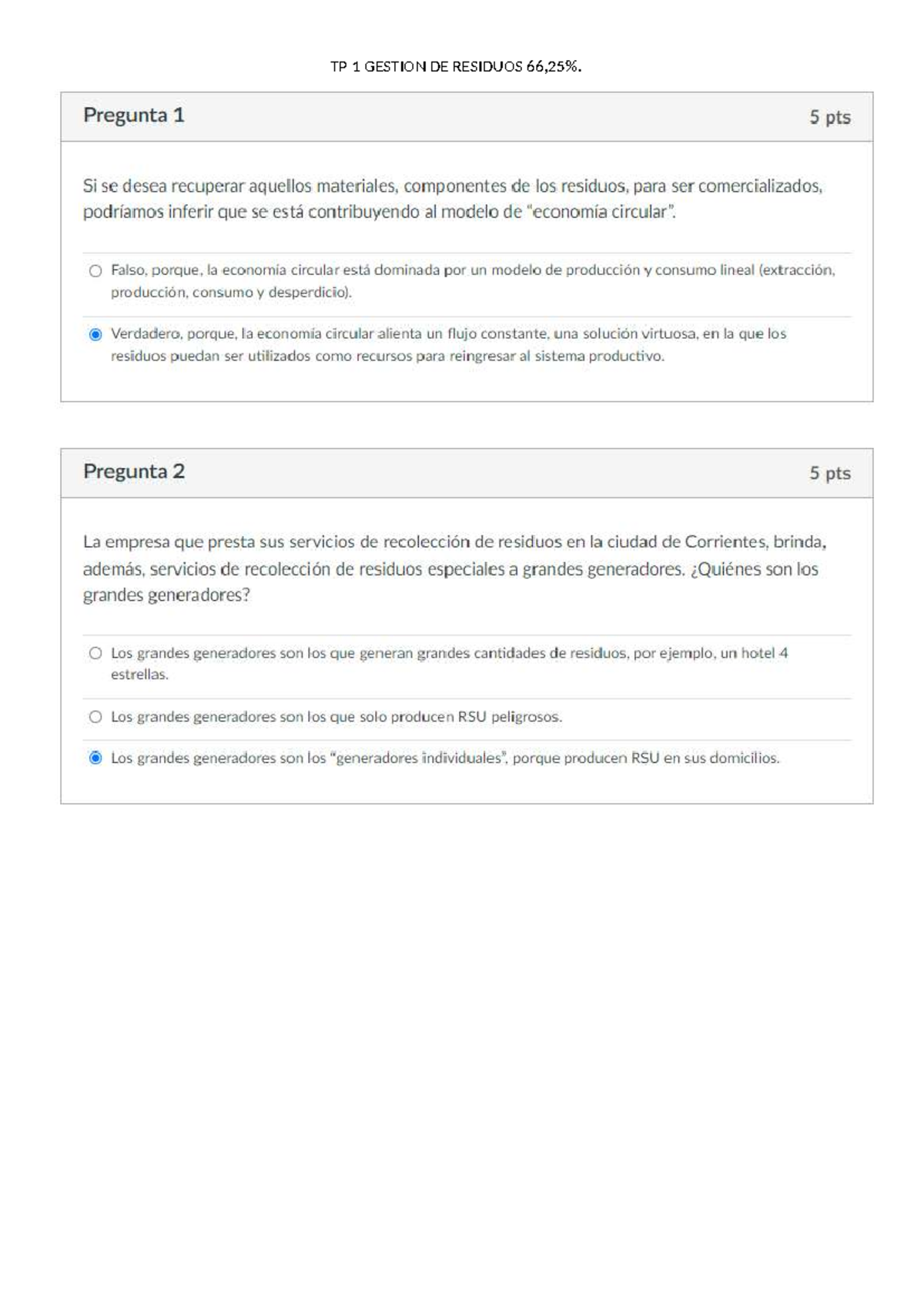 TP 1 GESTION DE RESIDUOS: Preguntas y Respuestas Clave - Studocu