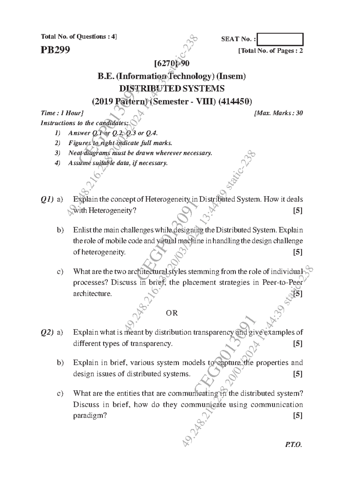 March 2024 - Practice - Total No. of Questions : 4] [6270]- B ...