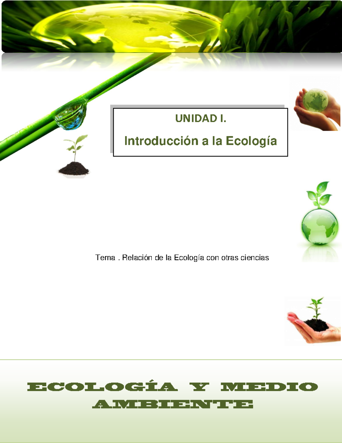 Tema 2 - Relación de la Ecología con Otras Ciencias - Studocu