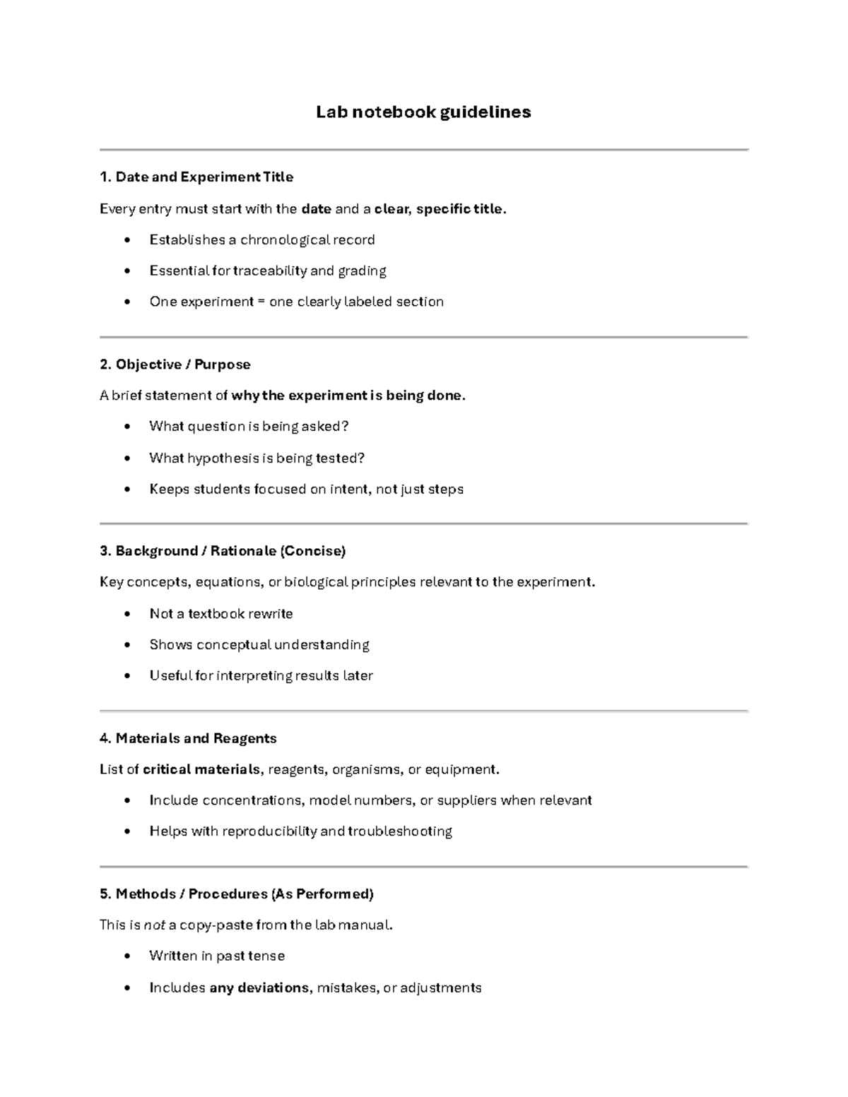Lab Notebook Guidelines: Essential Structure for Experiments - Studocu