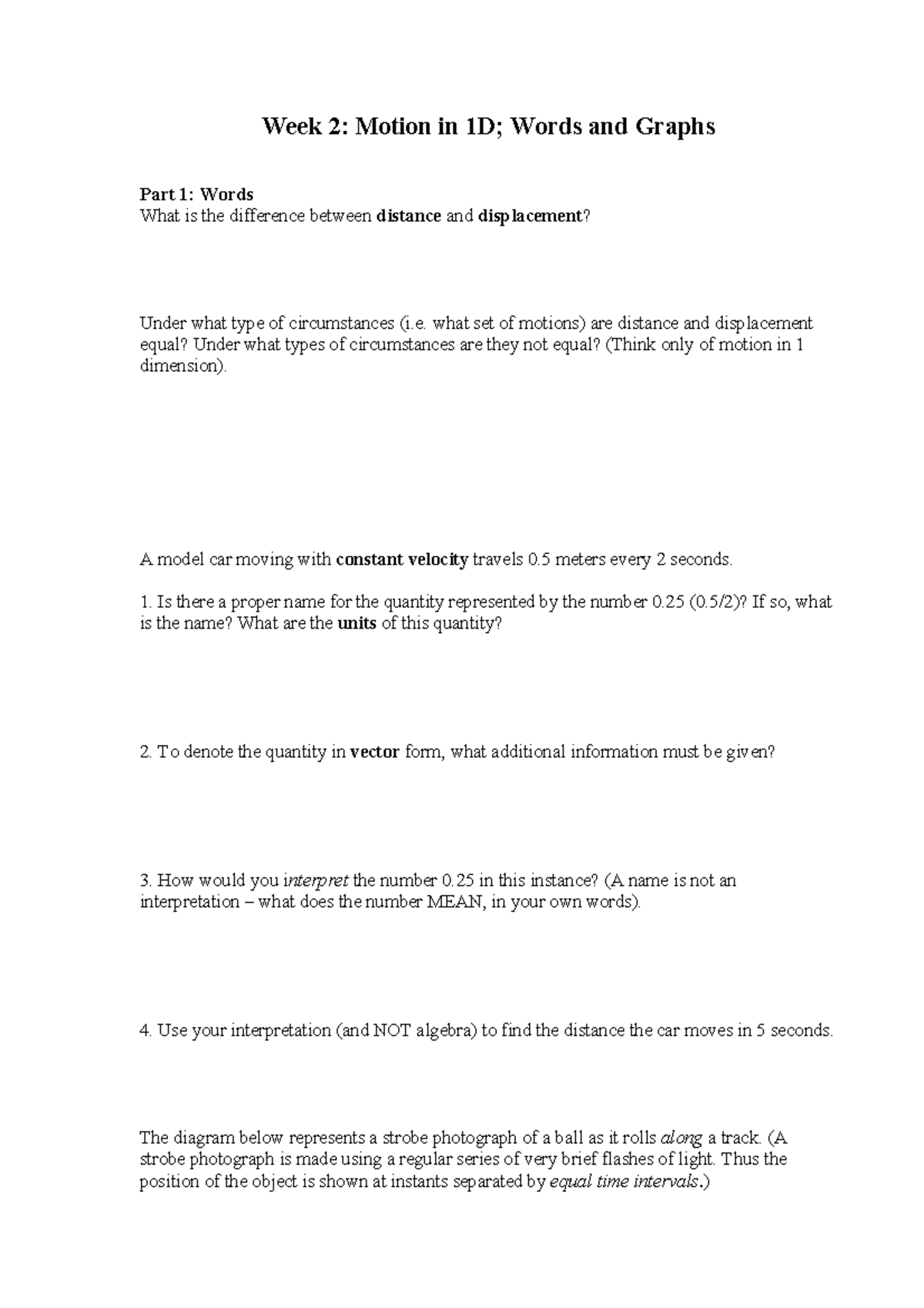 Week 2 OTH: Understanding Motion, Distance, and Displacement - Studocu