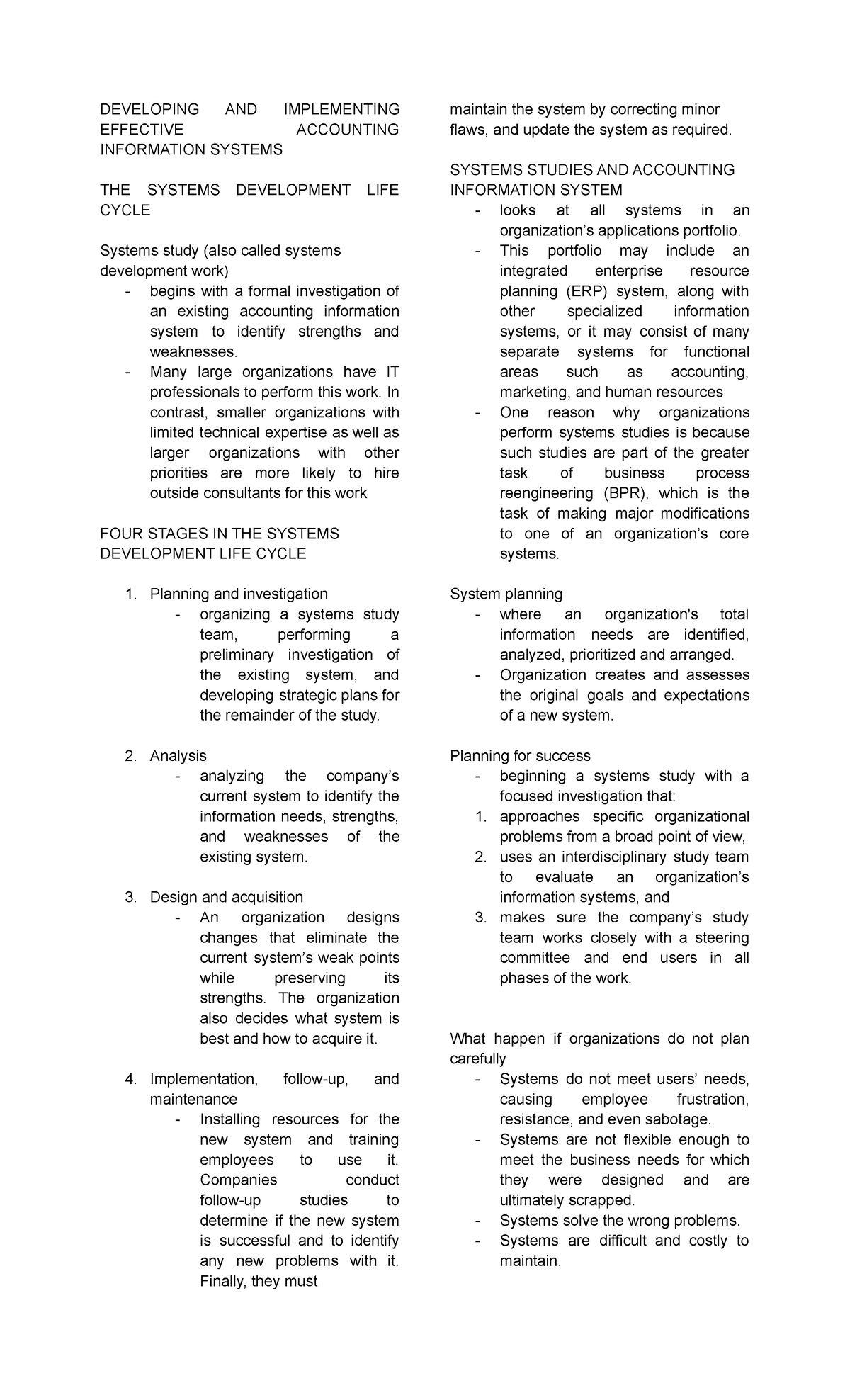 AIS-Chapter-6 Summary - DEVELOPING AND IMPLEMENTING EFFECTIVE ...