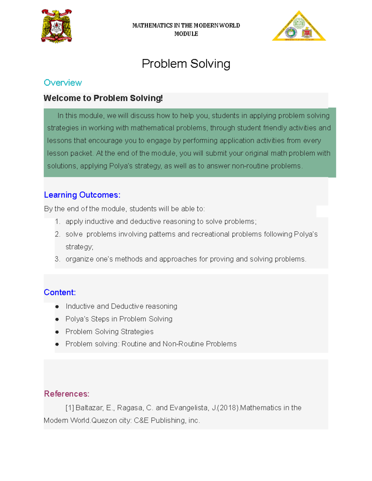 MATH 101: Module 4 Problem Solving Strategies and Techniques - Studocu