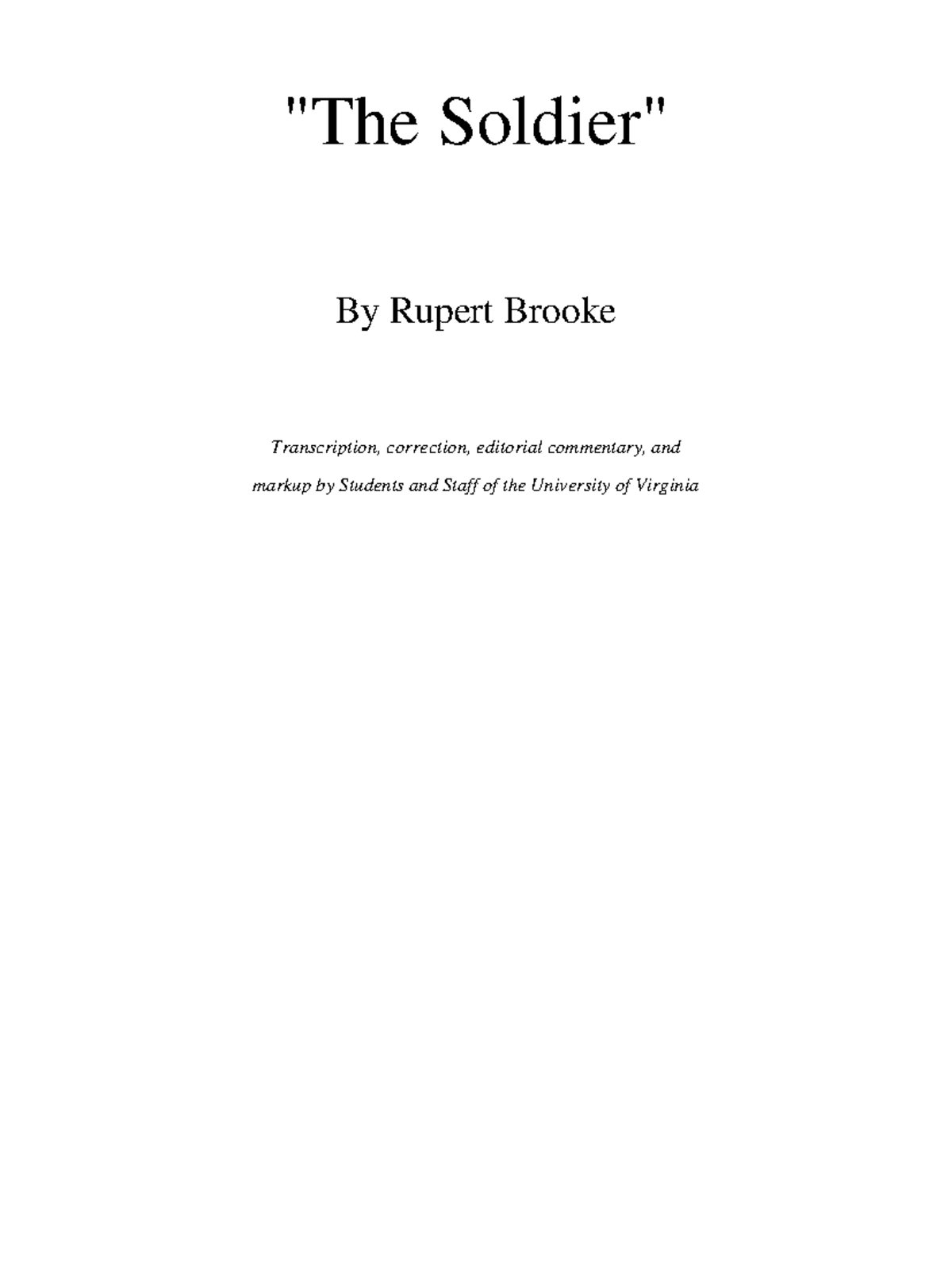 Eduqas English Literature: Rupert Brooke - Soldier Notes - Studocu