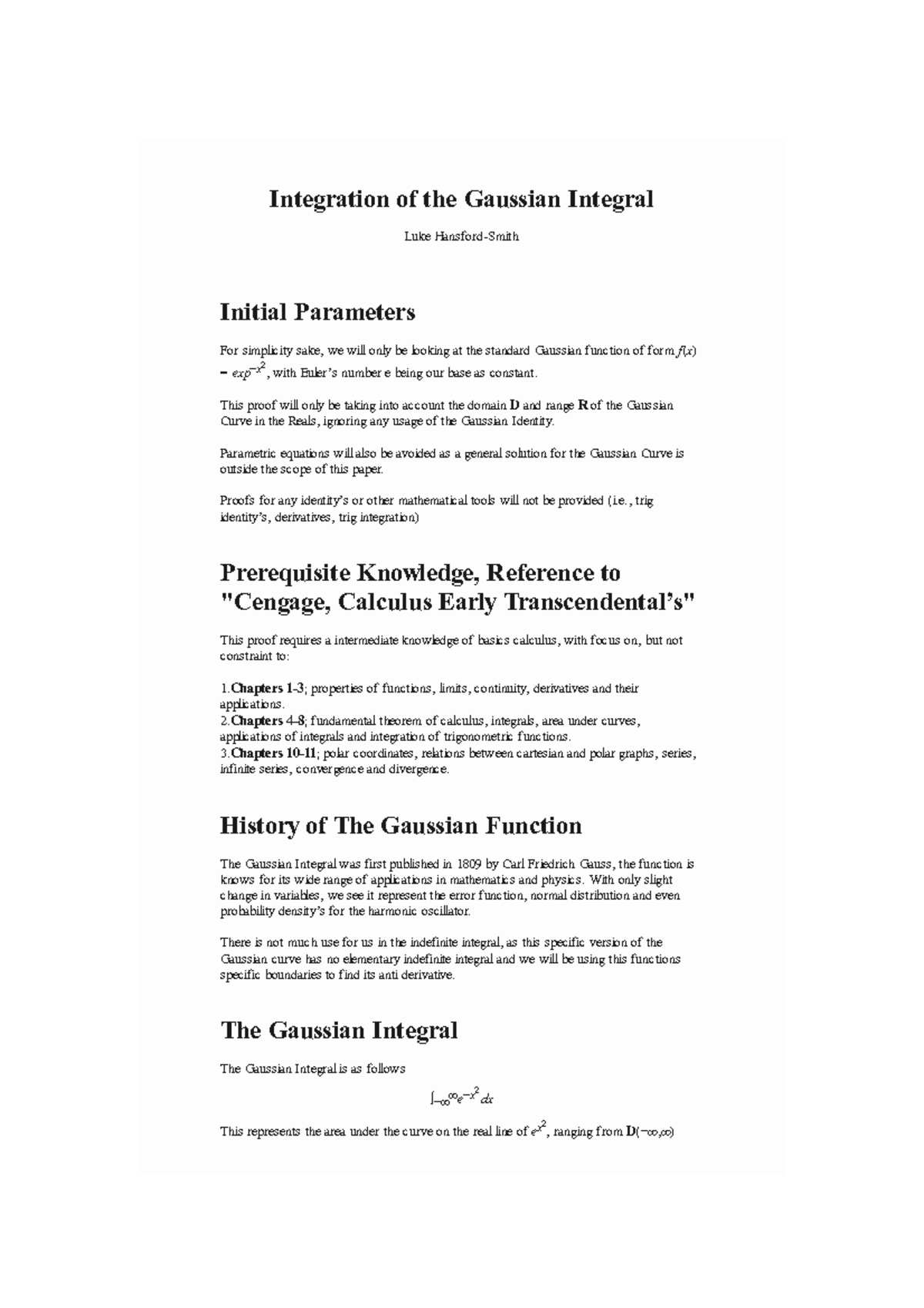 The Gaussian Integral - a guide to the 2017 a2 q4 - Integration of the ...