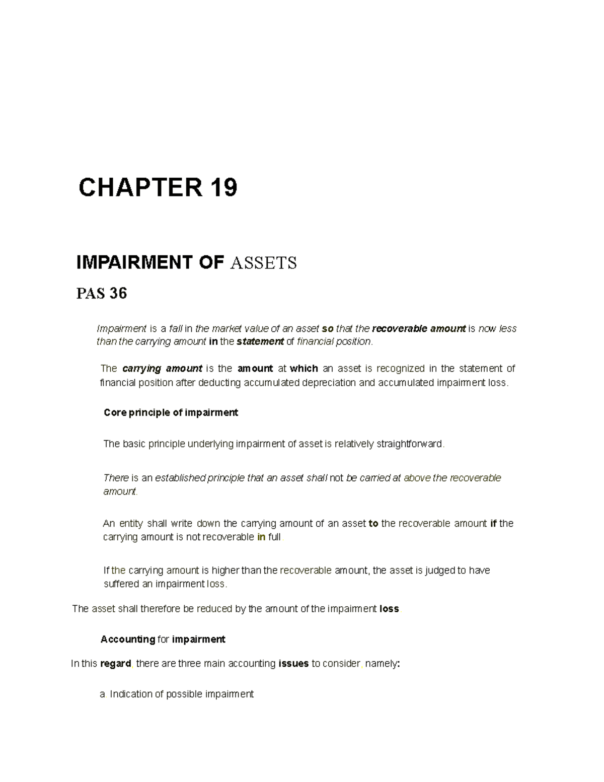 Impairment of Assets - Key Concepts and Accounting (CFAS) - Studocu