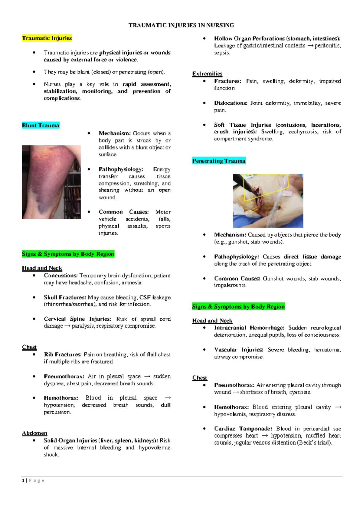 Traumatic Injuries in Nursing: Assessment and Management Strategies ...