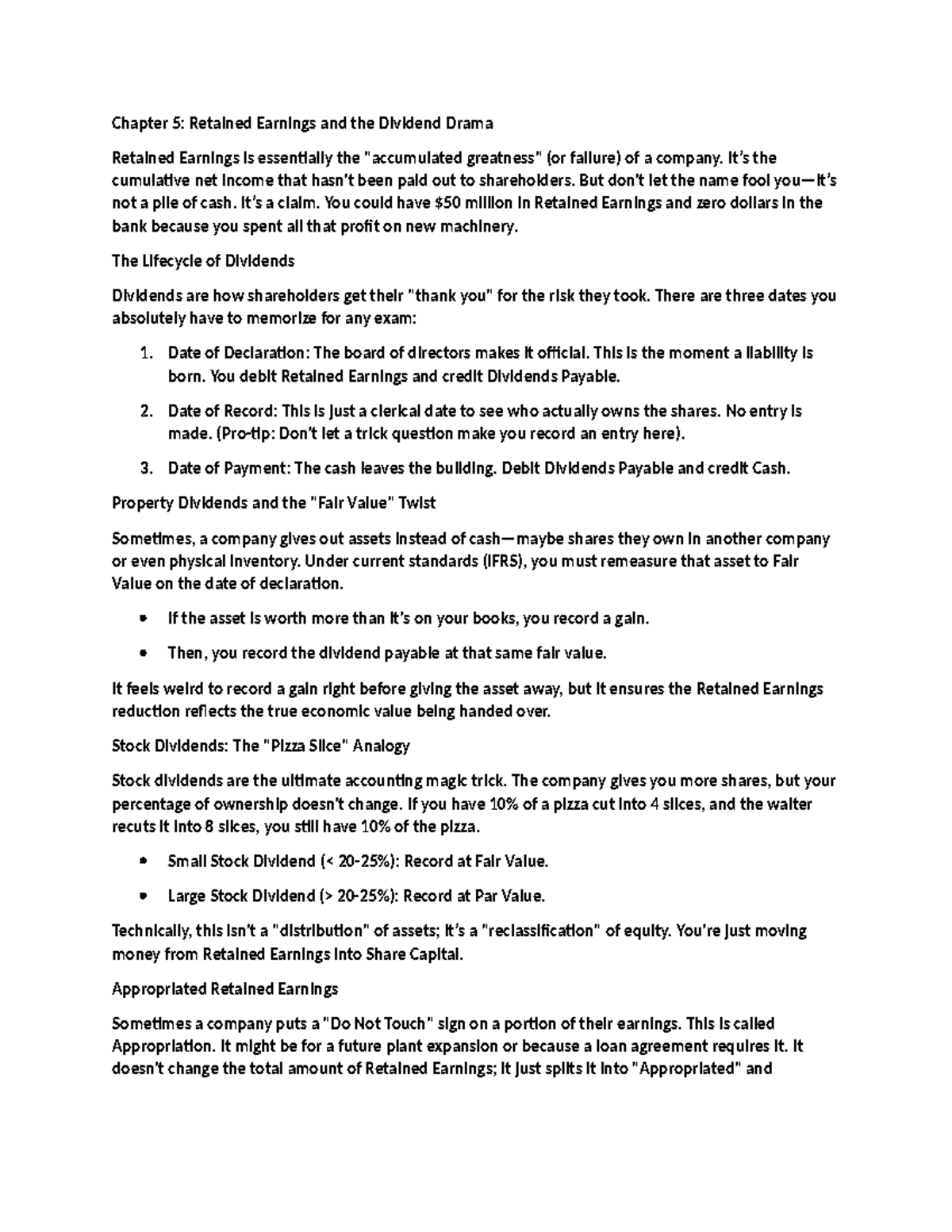 Chapter 5: Retained Earnings & Dividends - Accounting for Liabilities ...