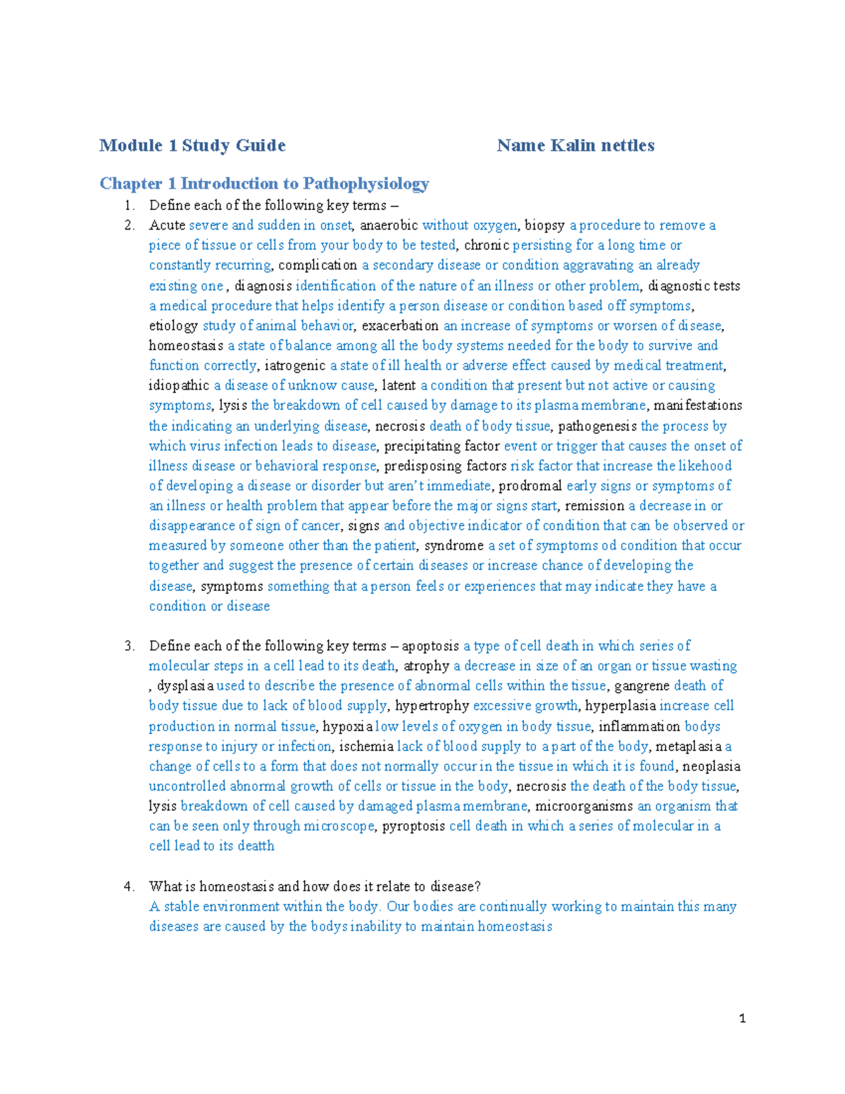 Module 1 studyguide 1 - n/a - Module 1 Study Guide Name Kalin nettles ...